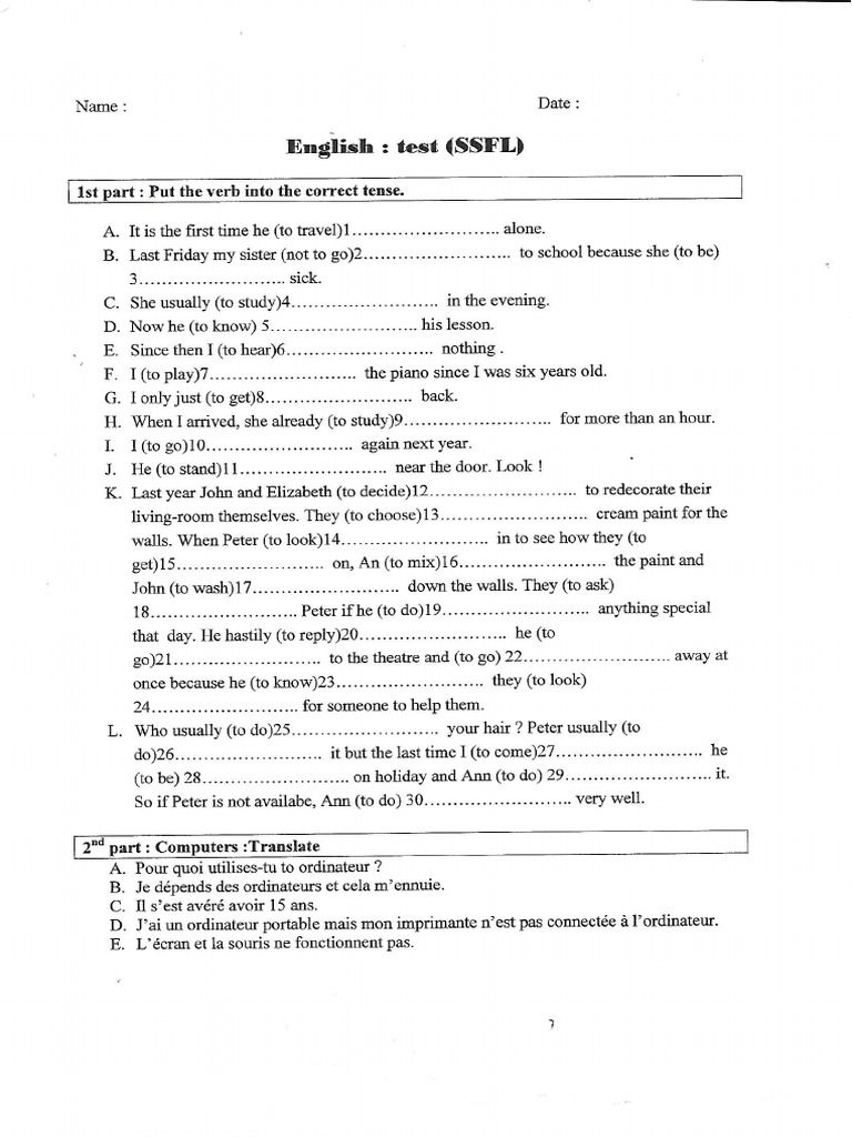 6 Anglais LM1 Tenses 1 | PDF