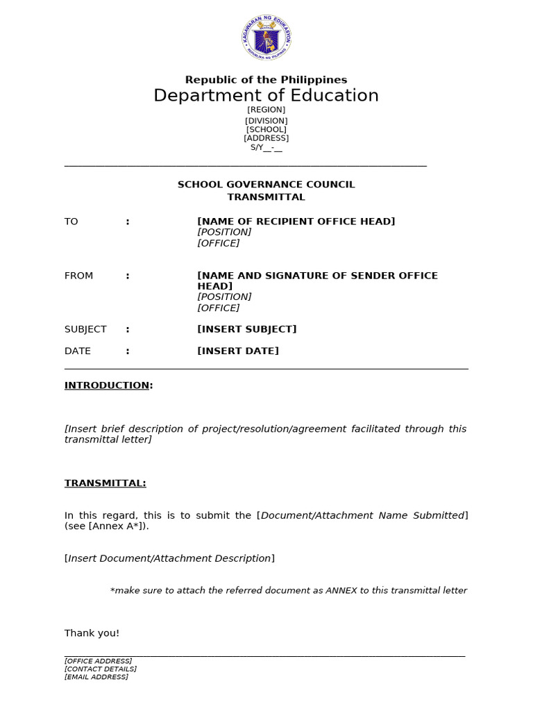 School Governance Council Transmittal | PDF