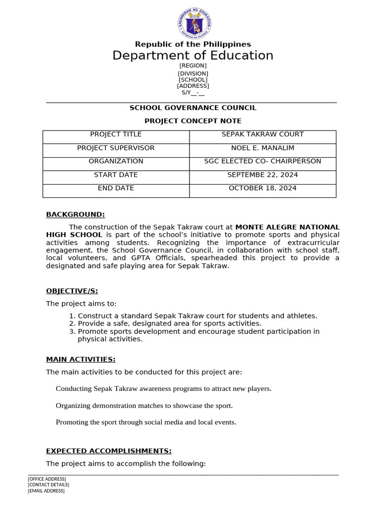 SGC Concept Note Project Brief Template 2 | PDF
