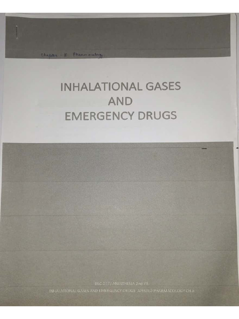 Inhalational Gases and Emergency Drugs | PDF