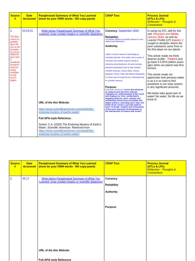 Annotated Bibliography Template | PDF | Science | Astronomy