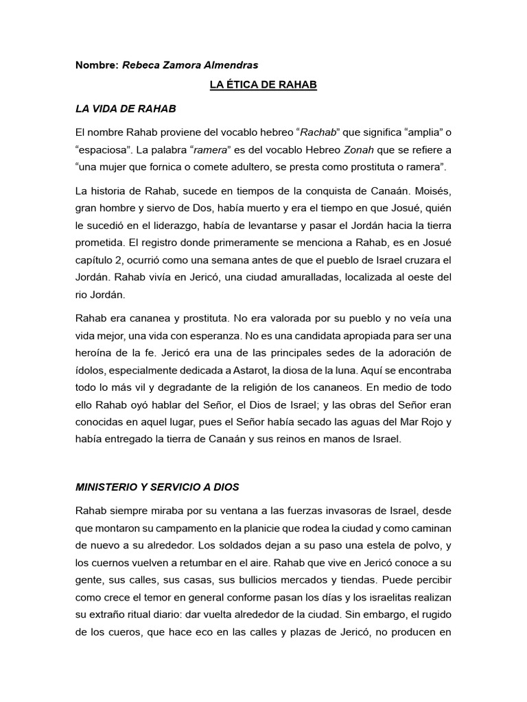 La Etica de Rahab - Rebeca Zamora | PDF | Joshua | Canaán
