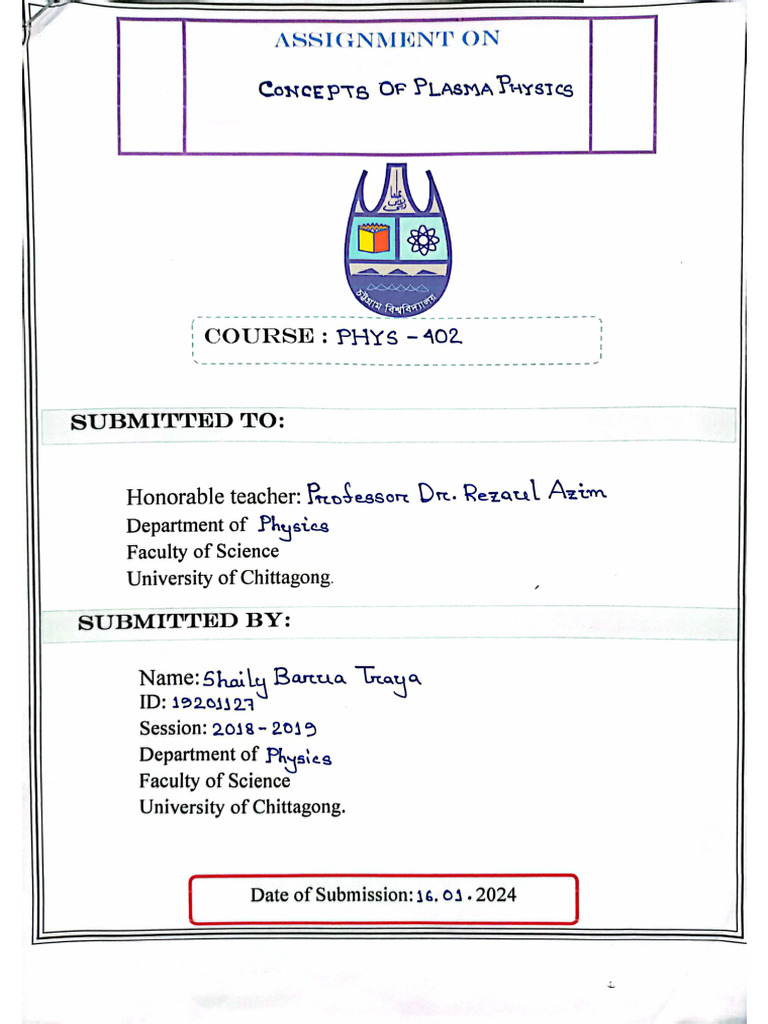 Plasma Assignment (Shaily) | PDF
