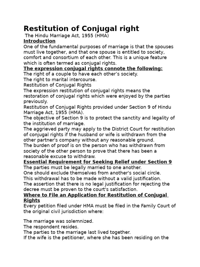 Understanding Restitution of Conjugal Rights | PDF