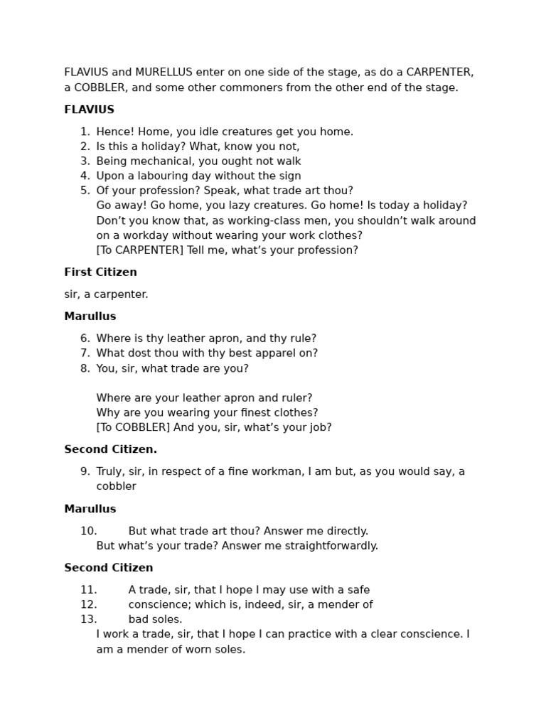 Julius Caesar Act 1 Scene 1 | PDF