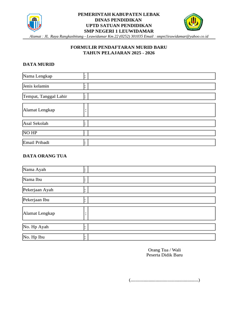 Formulir SPMB 2025-2026 | PDF