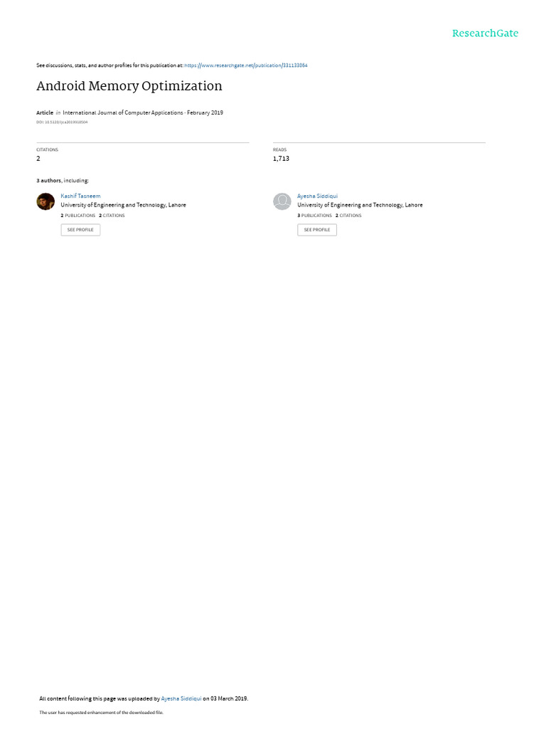 Android Memory Op Tim Ization | PDF | Cache (Computing) | Graphics Processing Unit