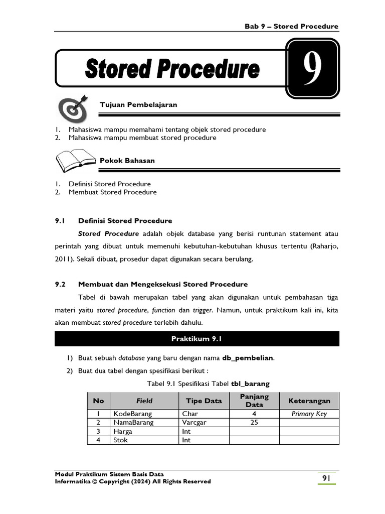FIX FIX Bab 9 - Stored Procedure | PDF