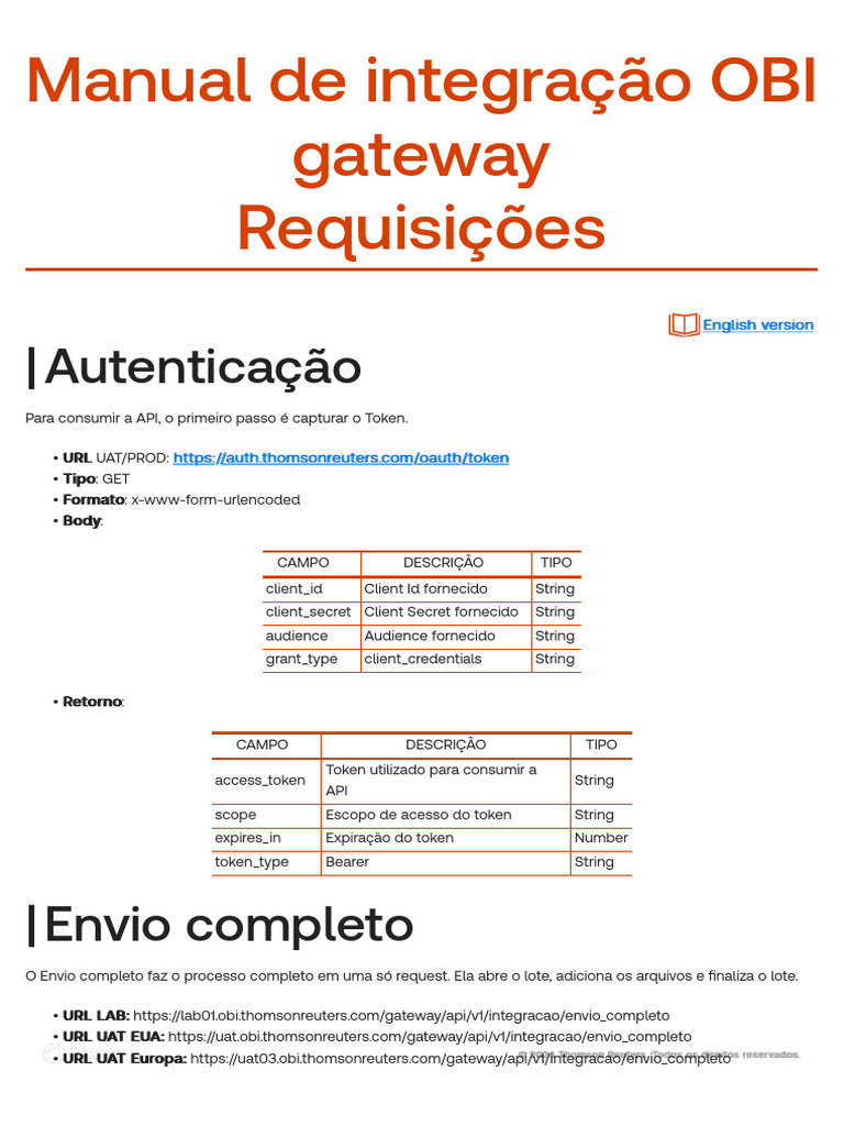Manual Integracao OBI Gateway | PDF | Dados de computador | Informática
