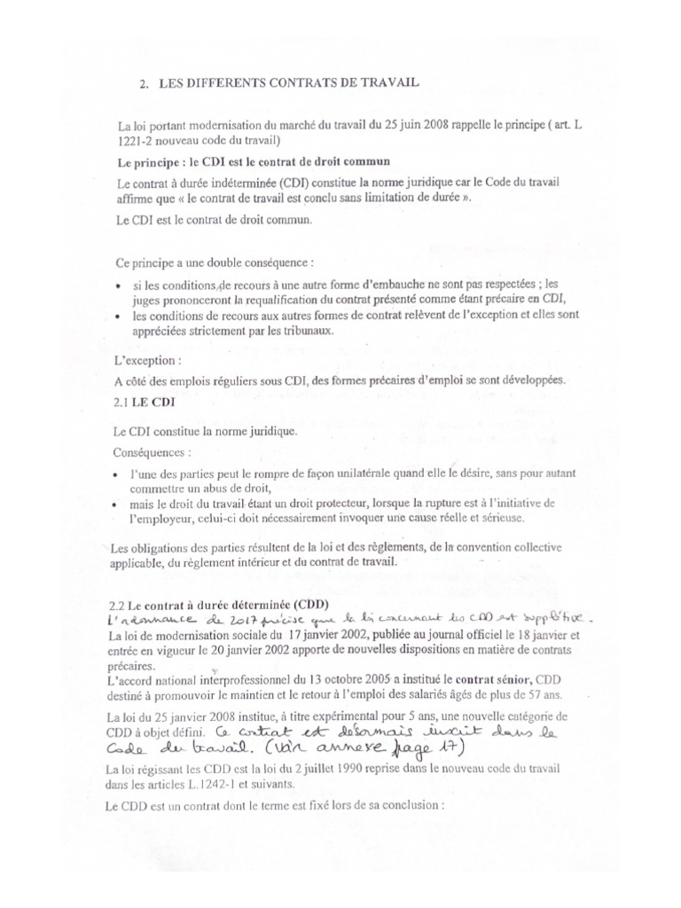 Les Differents Contrats de Travail | PDF