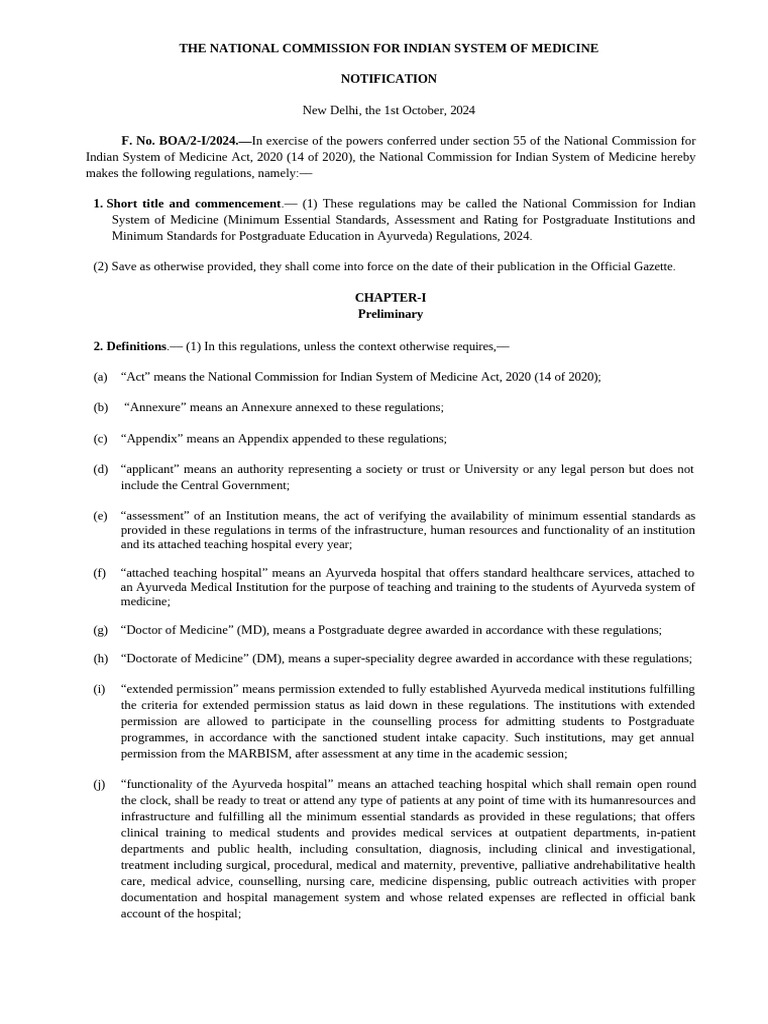 NCISM PG Regulations 2024 Overview | PDF | Doctor Of Medicine ...