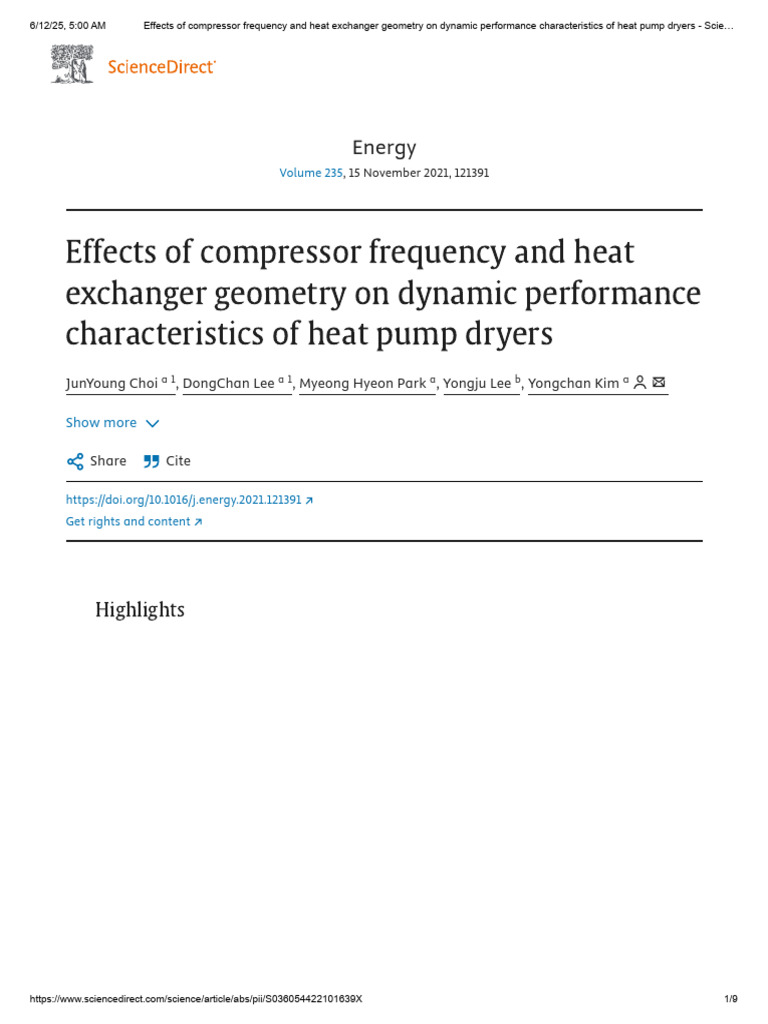 Effects of Compressor Frequency and Heat Exchanger Geometry on Dynamic ...