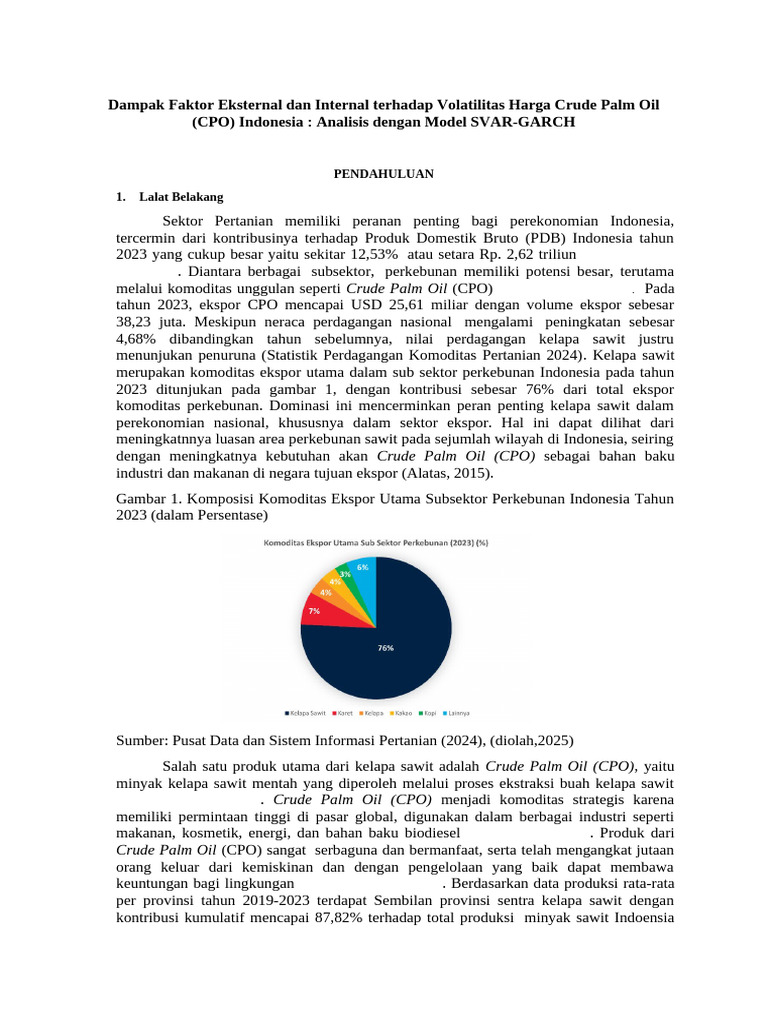 Dampak Guncangan Eksternal Dan Internal Terhadap Volatilitas Harga Crude Palm Oil Cpo Indonesia ...