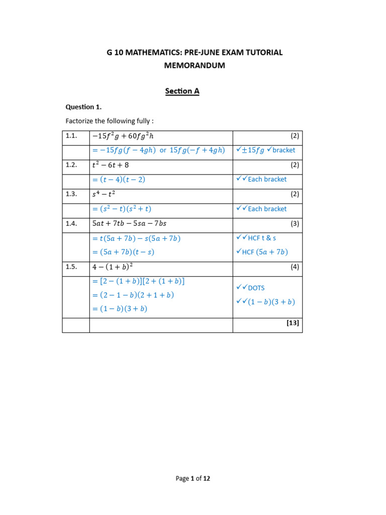 G10 T2 June Exam PREP Memo | PDF