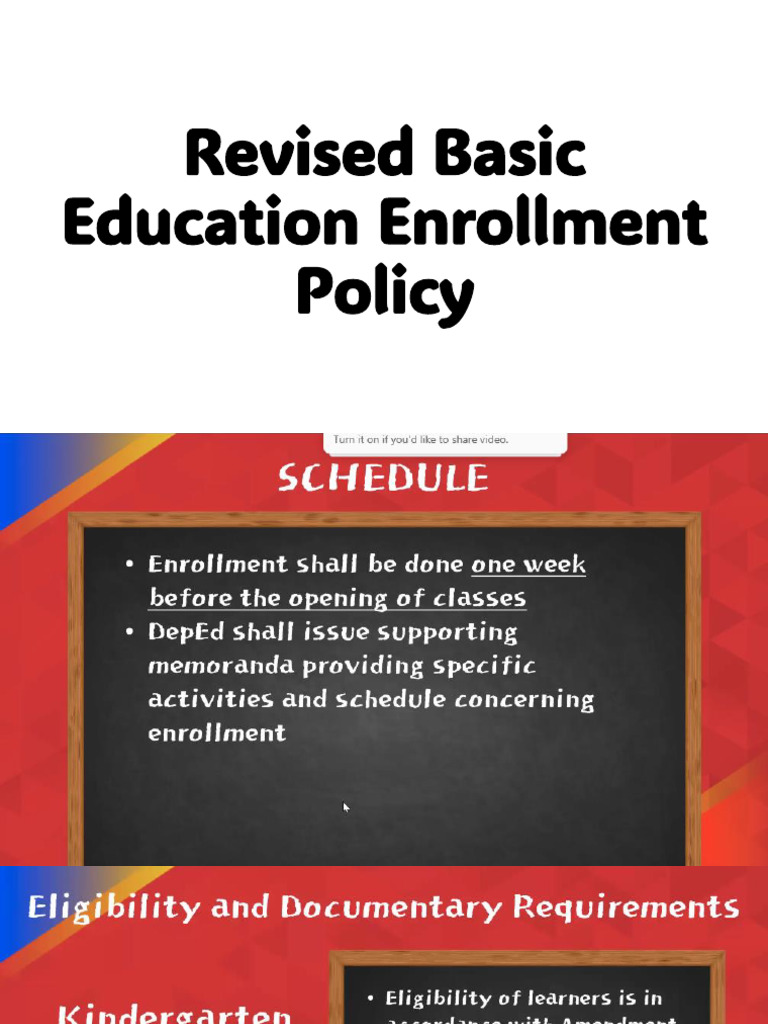 Revised Basic Education Enrollment Policy | PDF