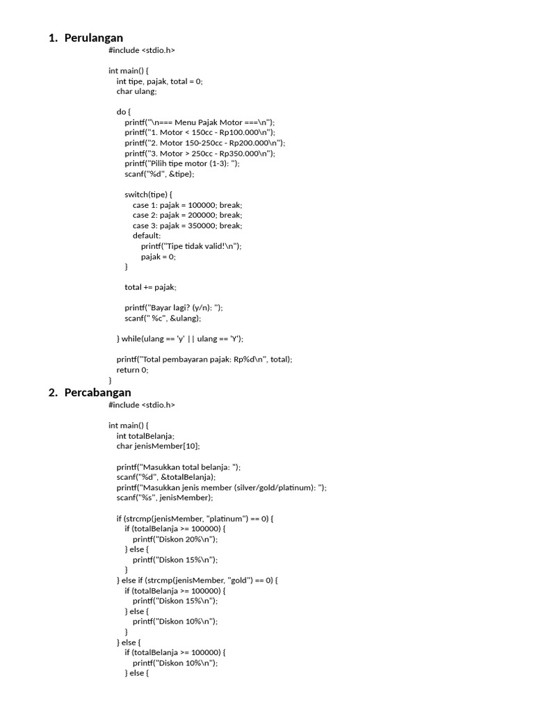 Contoh Program C untuk Pemula | PDF