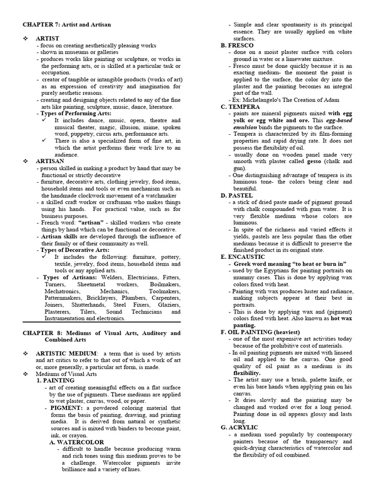 Art App Finals Reviewer Apv | PDF | Oil Painting | Visual Arts