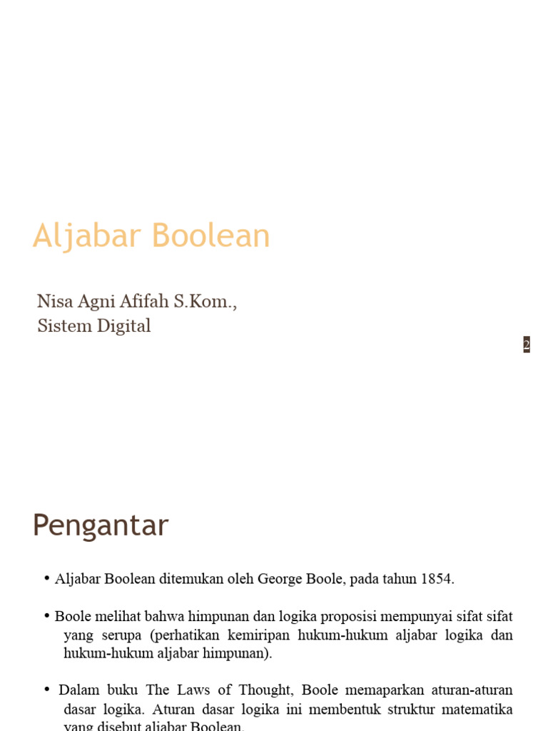 Pertemuan 6 - Aljabar Boolean | PDF