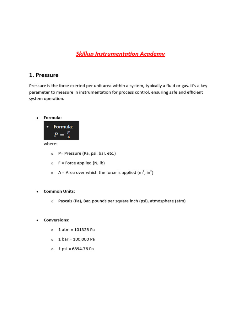 Pressure Units and Conversions Guide | PDF | Pressure | Temperature