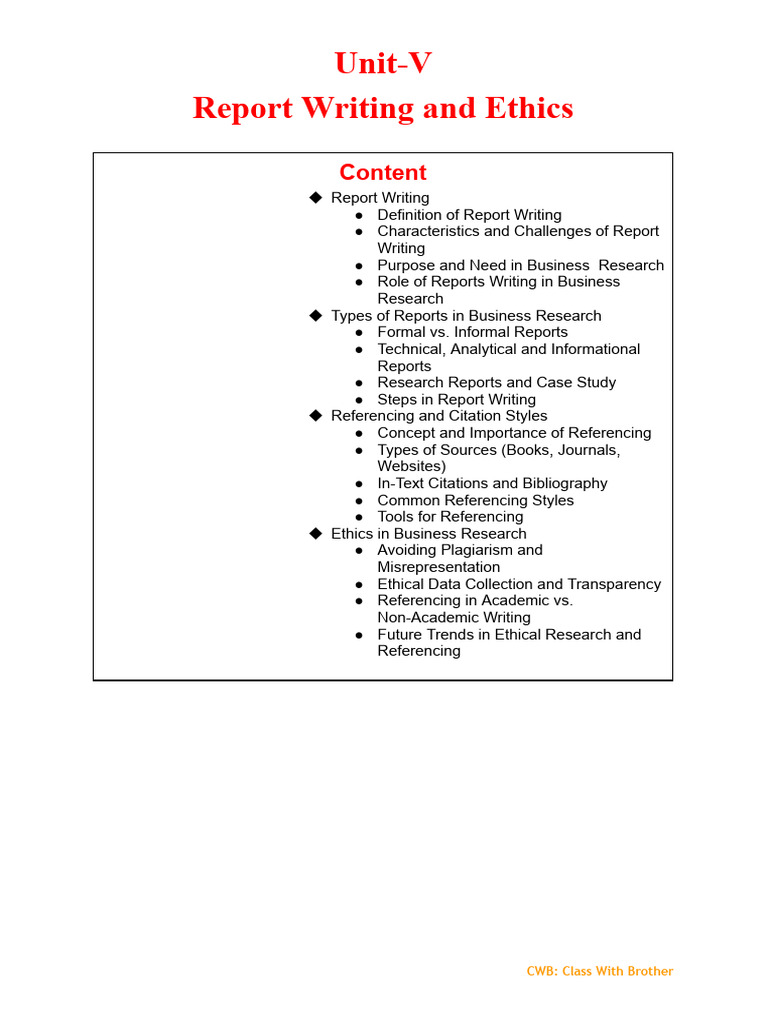 Unit-5 Business Research Methodology | PDF | Citation | Apa Style
