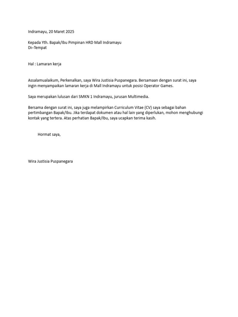 Surat Lamaran.docx | PDF