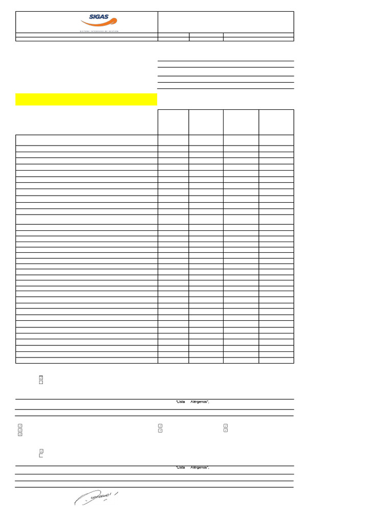 Declaración de Alergenos RG4 DN1 FR4 (Español) | PDF | Dieta libre de gluten | Plantas comestibles