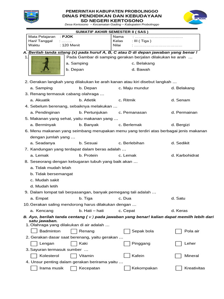 Sas 2 Pjok Kelas 3 SMTR Ii | PDF