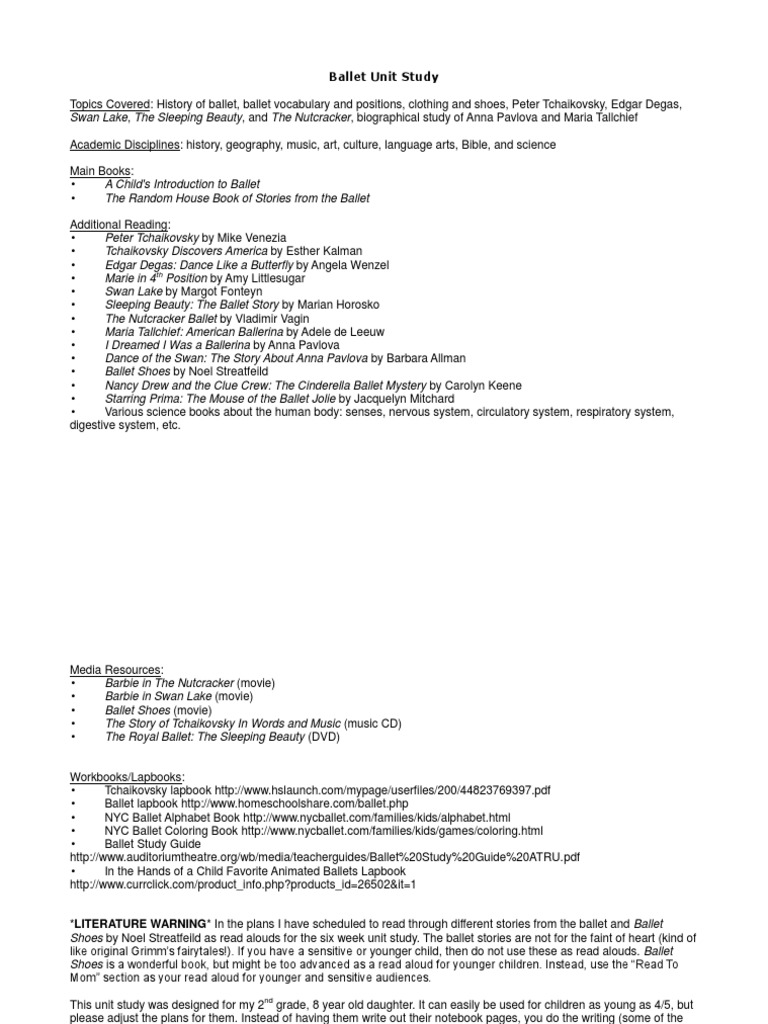 Ballet Unit Study | PDF | The Nutcracker | Ballet