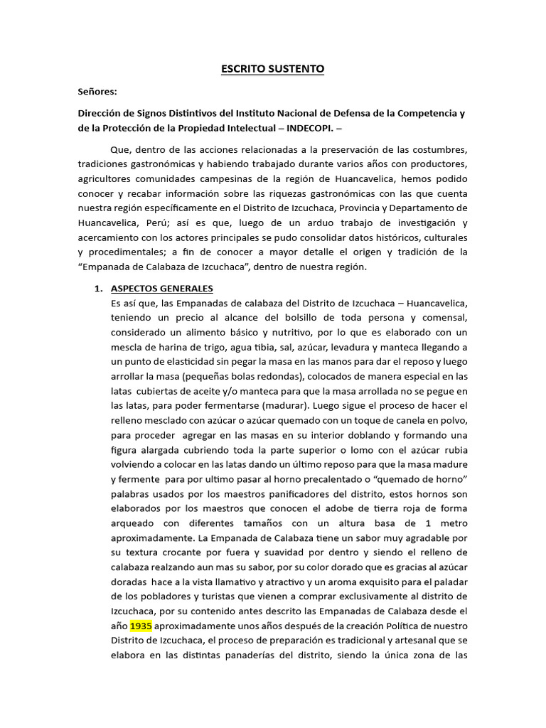 1ERA PARTE Escrito Sustento | PDF | Panadería | Panes