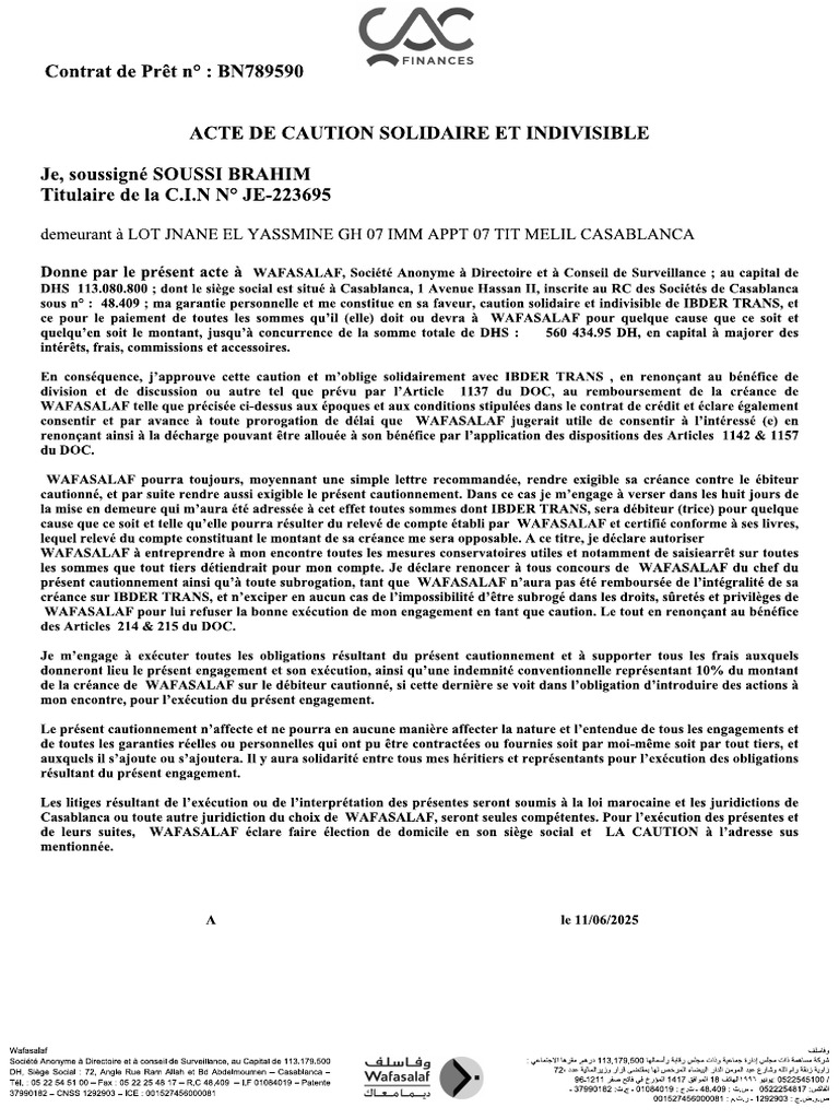 Acte de Caution Aibder | PDF