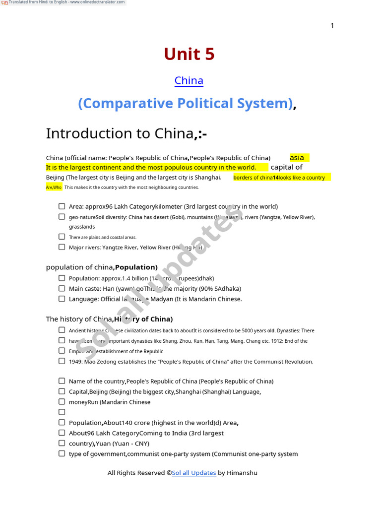 Unit 5 Comparative Political System 6 Sem (1) .Hi - en | PDF | China | World Politics