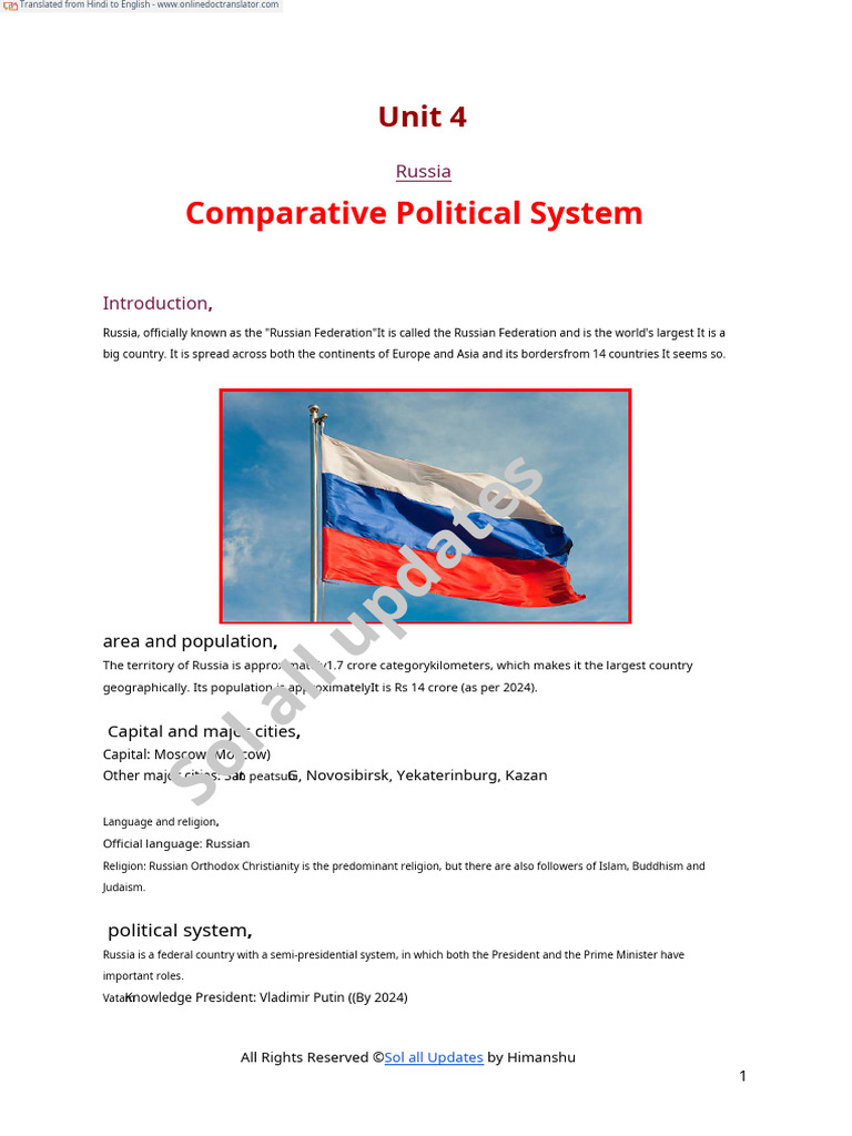 Unit 4 Comparative Political System 6 Sem (1) .Hi - en | PDF | Russia ...
