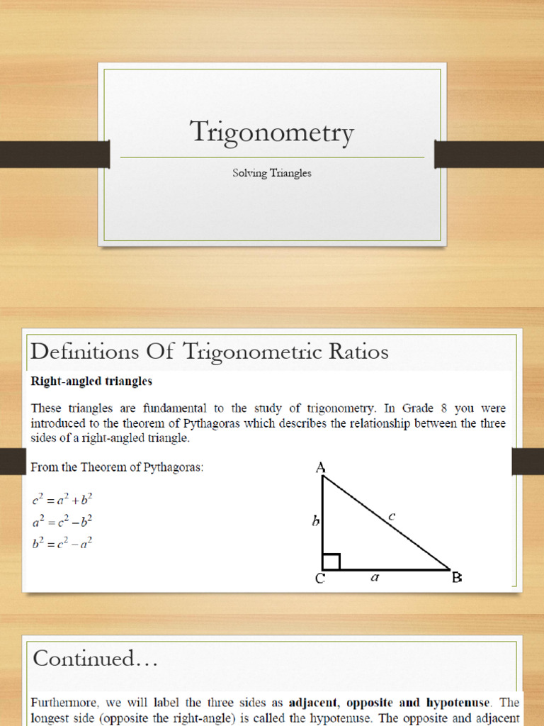 Trigonometry Solving Triangles Pdf