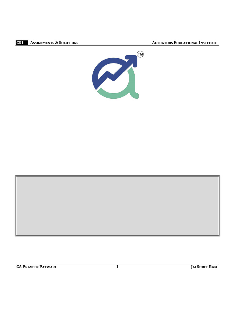 CS1 Assignment Book | PDF | Probability Density Function | Standard Deviation