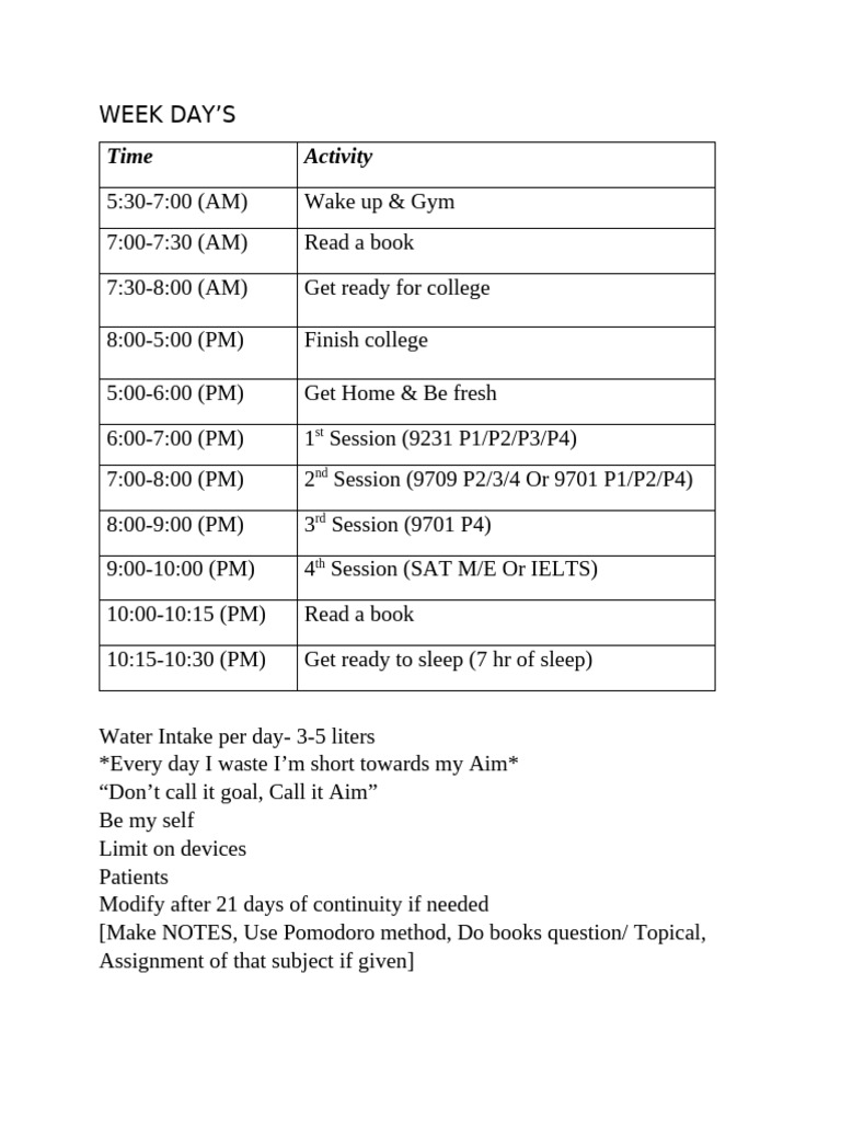 21-Day Challenge Timetable | PDF