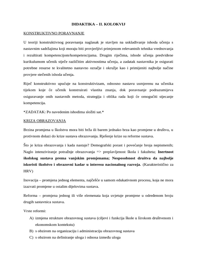 Didaktika - II. Kolokvij | PDF