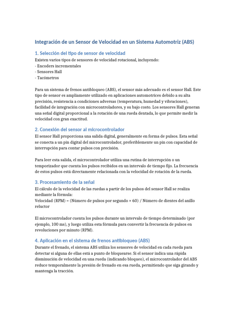 Integracion Sensor Velocidad ABS | PDF | Sensor | Sistema de freno antibloqueo