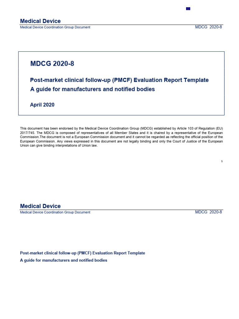 08 MDCG 2020-8 Guidance On PMCF Evaluation Report Template | PDF | Medical Device | Risk Management