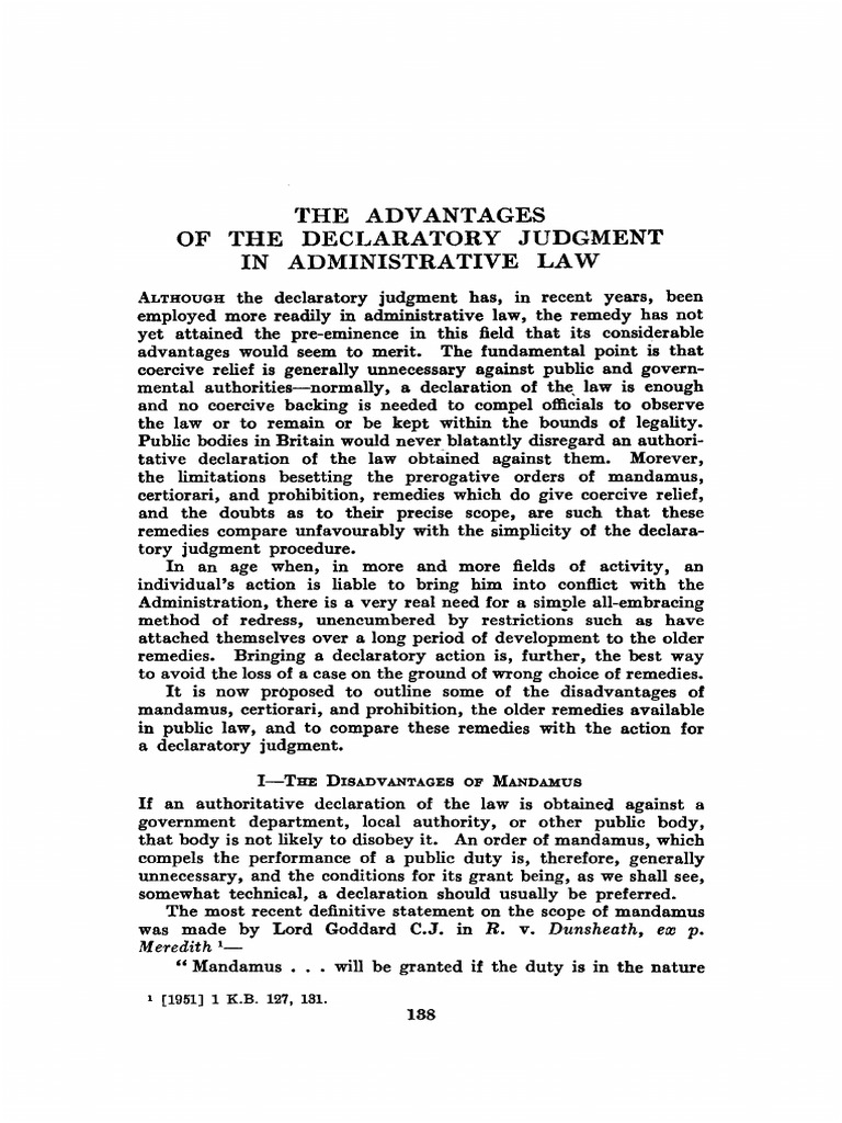 Modern Law Review - March 1955 - Borrie - The Advantages of The Declaratory Judgment in ...