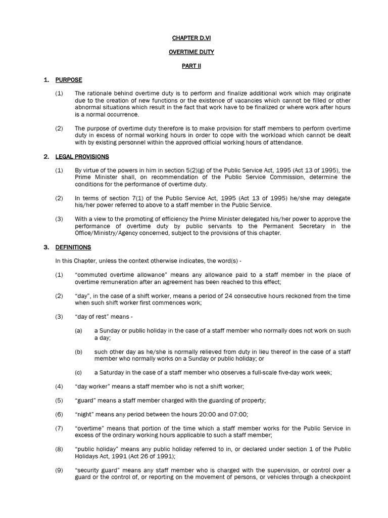 D.vi Part II - Overtime Duty | PDF | Overtime | Workweek And Weekend
