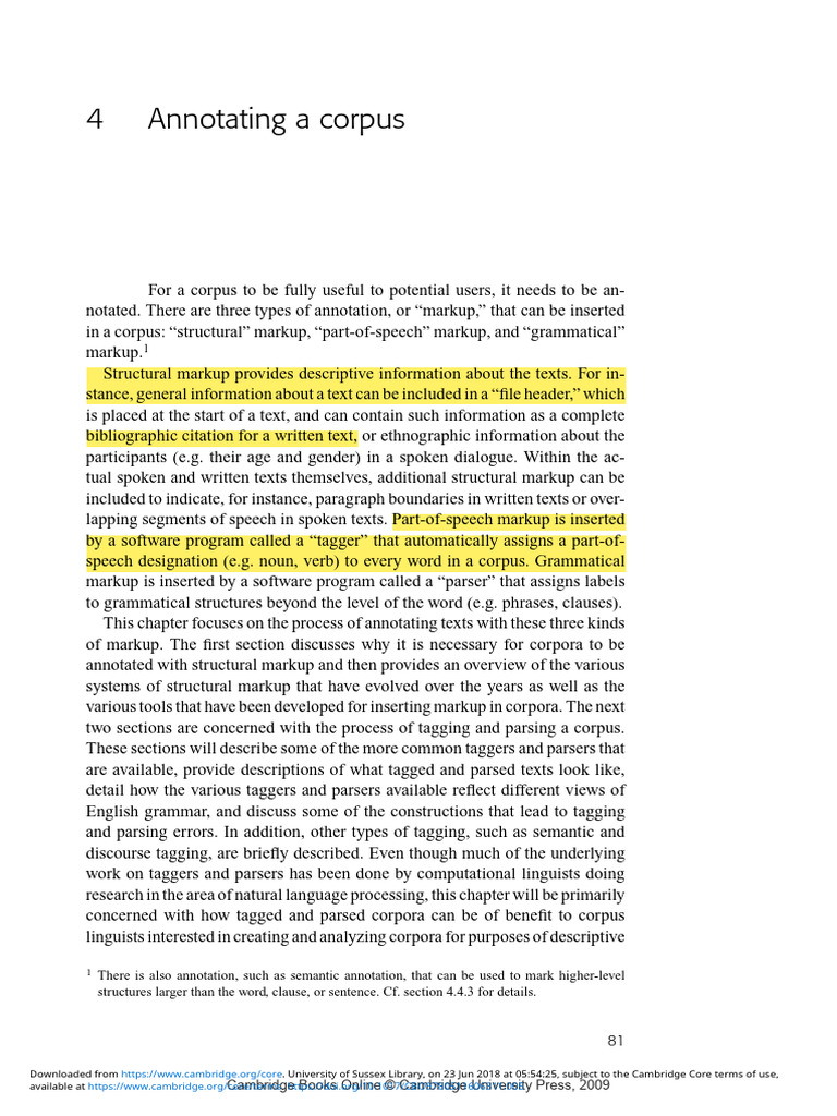 Annotating A Text Meyer English Corpus Linguistics | PDF | Parsing | Markup Language