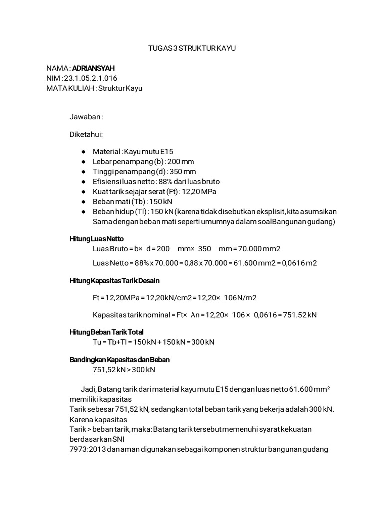 Adriansyah Tgs 3 Struktur Kayu | PDF