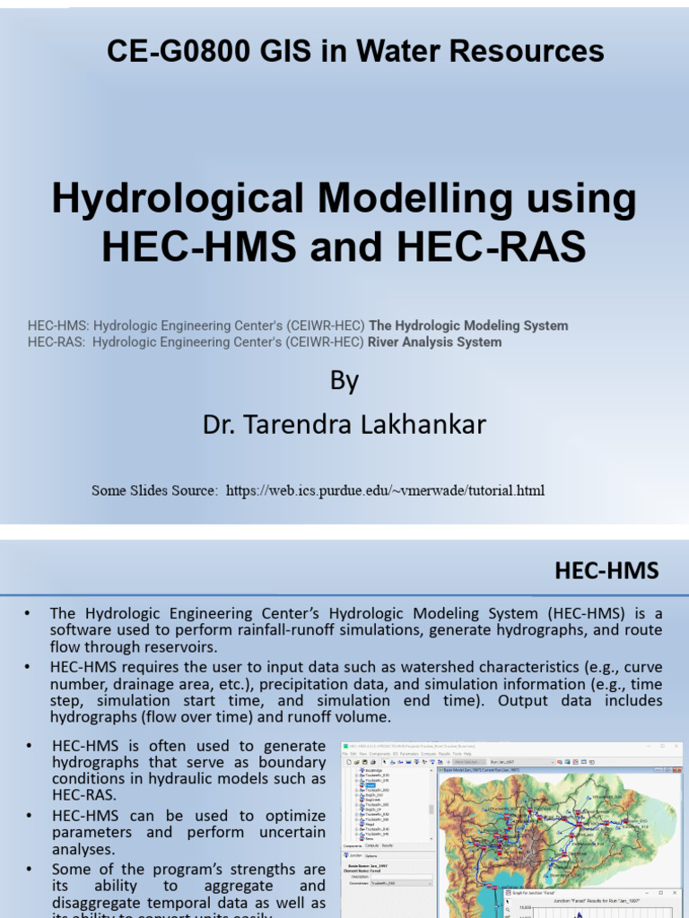 Lecture - 12 - Introduction To HEC HMS and HEC RAS-1 | PDF | Hydrology | Drainage Basin