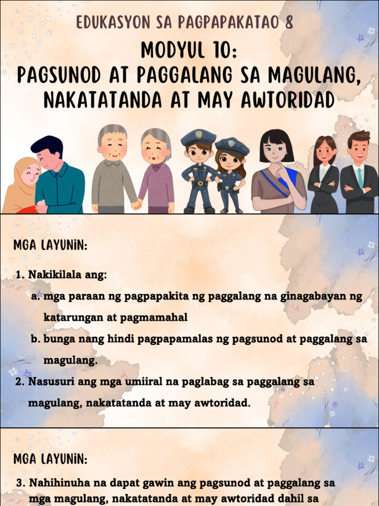 Edukasyon Sa Pagpapakatao 8: Modyul 10: Pagsunod at Paggalang Sa ...