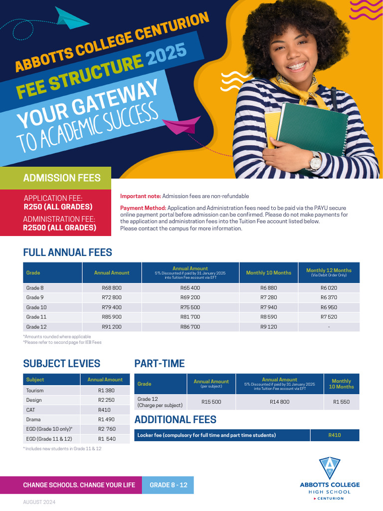 ABBOTTS Centurion Fees2025n | PDF | Fee | Money