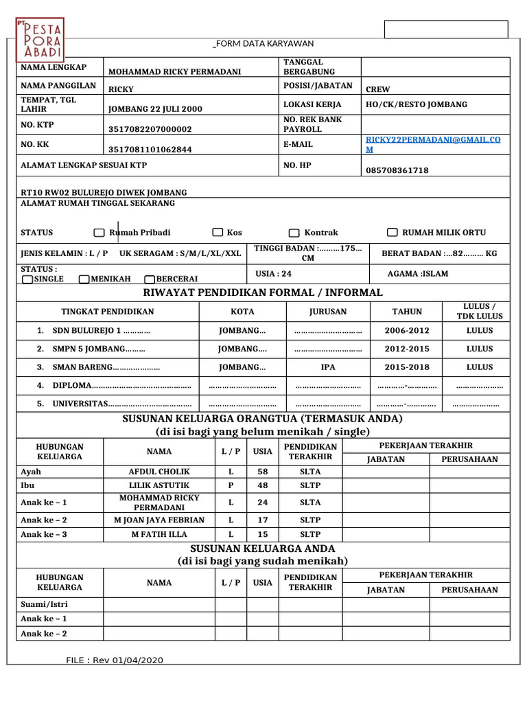 Data Karyawan Baru 1 | PDF