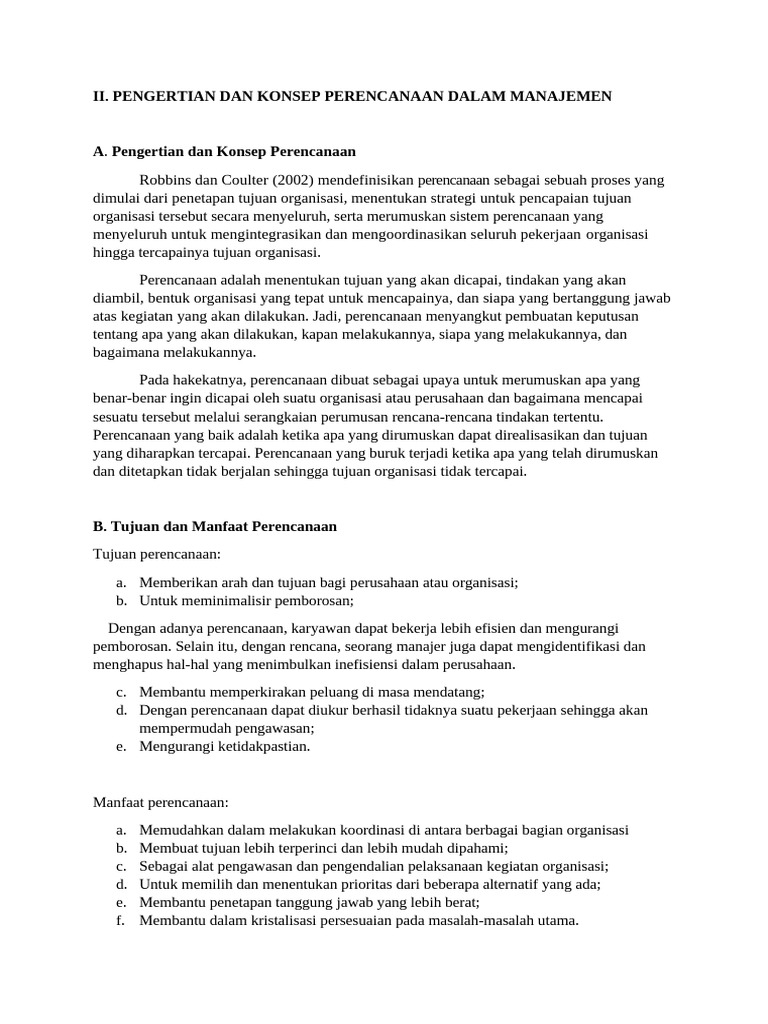 Tujuan dan Manfaat Perencanaan Manajemen | PDF