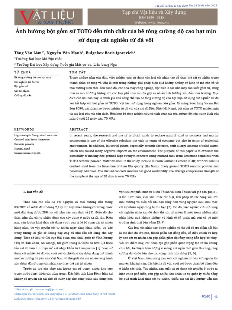 Anh Huong Bot Gom Su TOTO Den Tinh Chat Cua Be Tong Cuong Do Cao Hat ...