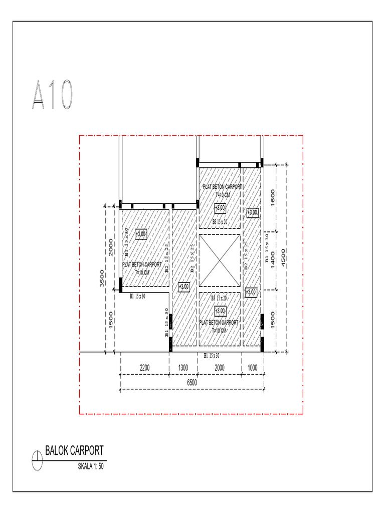 .Denah Balok Lantai Dak Carport | PDF