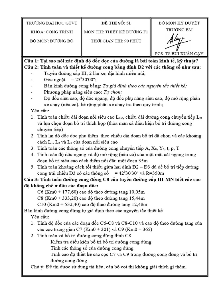 (123doc) de Thi Thiet Ke Duong f1 90p | PDF